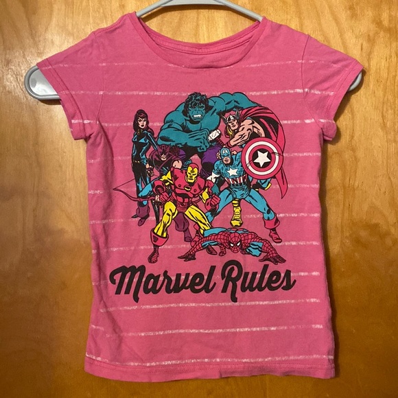 Disney | Shirts & Tops | Disney Store Marvel Rules Pink T Shirt ...